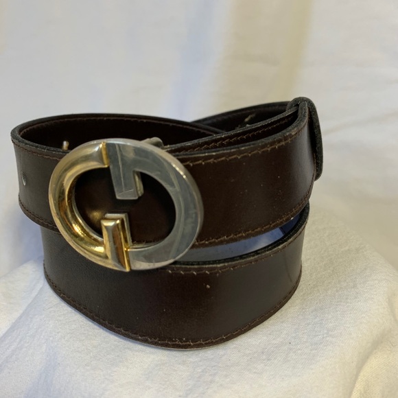 Gucci | Accessories | Gucci Gg Double Logo Brown Leather Belt Small ...